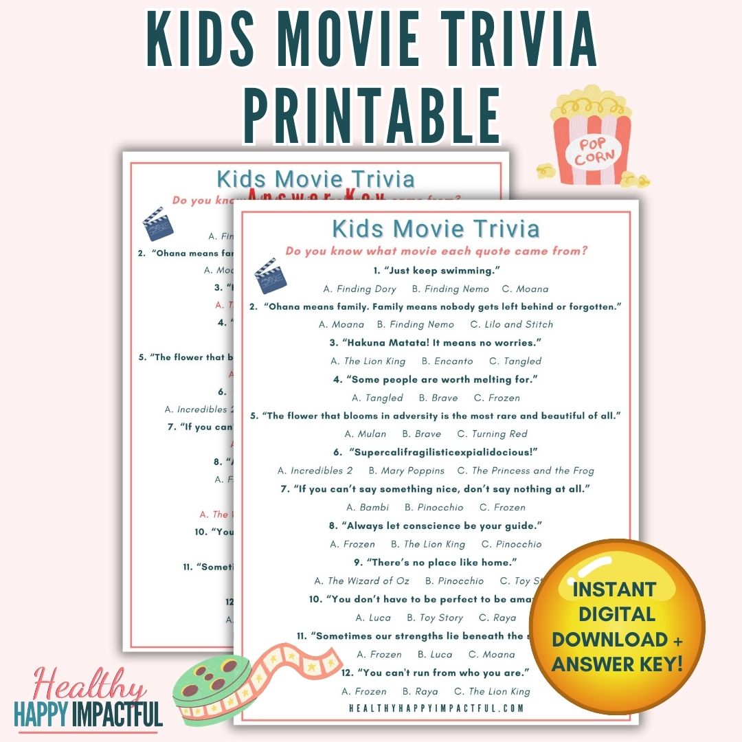 Fun Kids Movie Trivia Printable – Healthy Happy Impactful