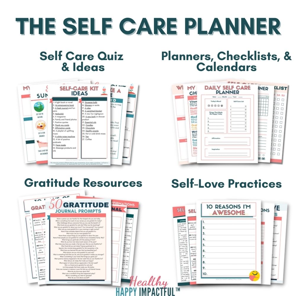 Self Care Workbook + Personal Growth Planner BUNDLE Healthy Happy Impa ...