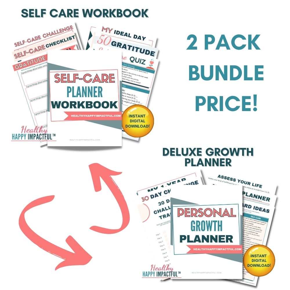 Self Care Workbook + Personal Growth Planner BUNDLE Healthy Happy Impa ...