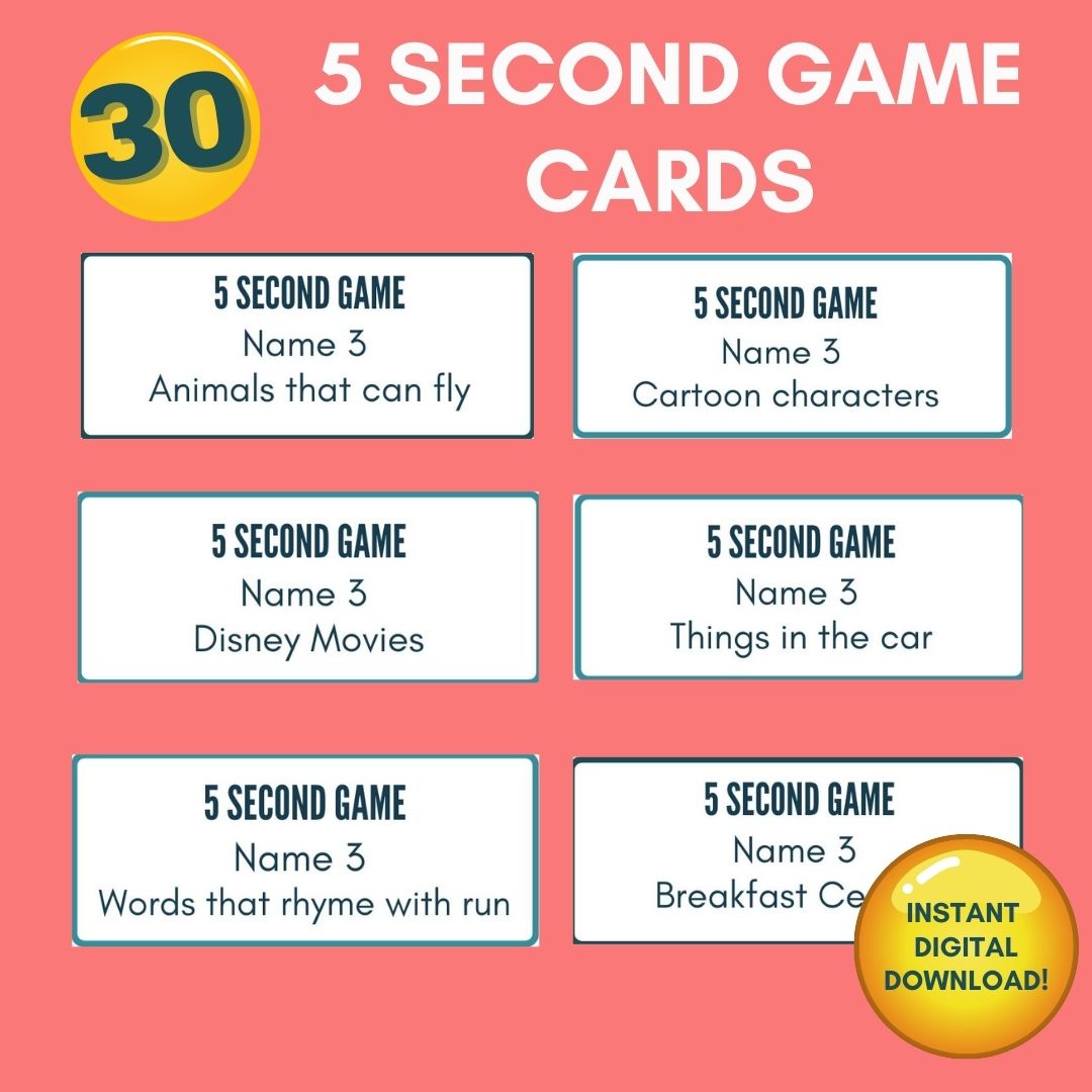 5 Second Game: Printable Game Pack – Healthy Happy Impactful