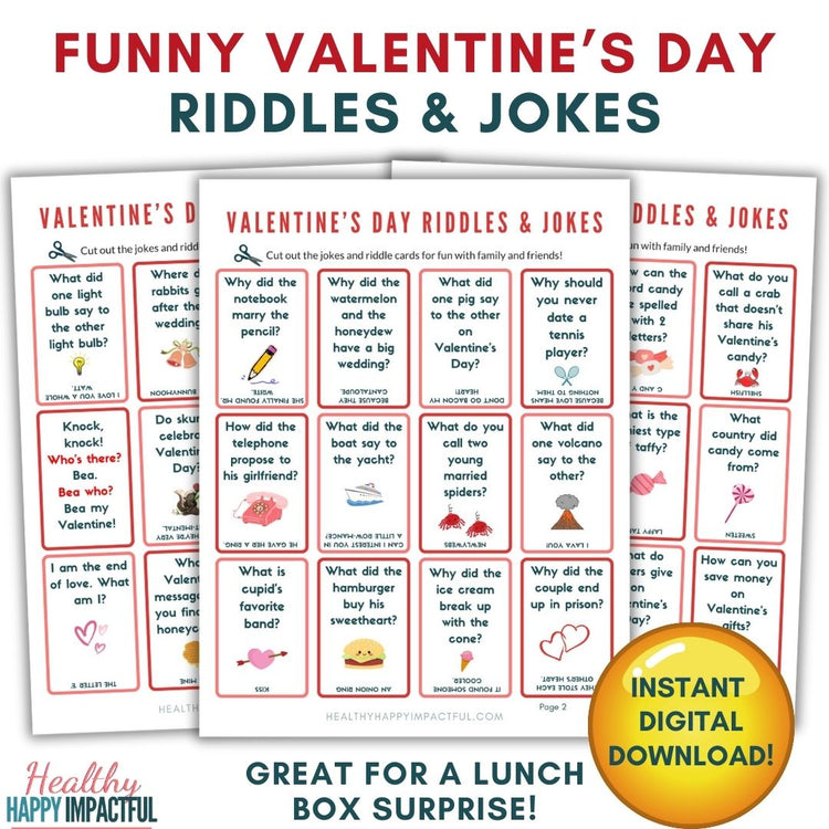 Funny Valentine's Day Jokes & Riddles Cards – Healthy Happy Impactful