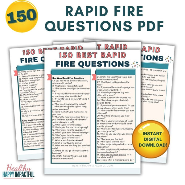 Rapid Fire Questions Printable – Healthy Happy Impactful