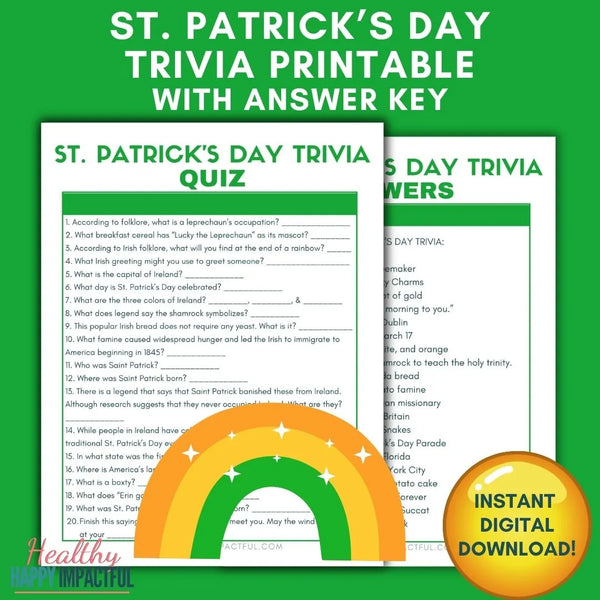 Lucky St. Patrick's Day Trivia Printable – Healthy Happy Impactful