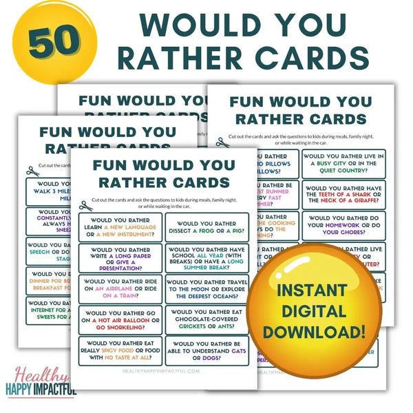 Would You Rather Printable Cards – Healthy Happy Impactful